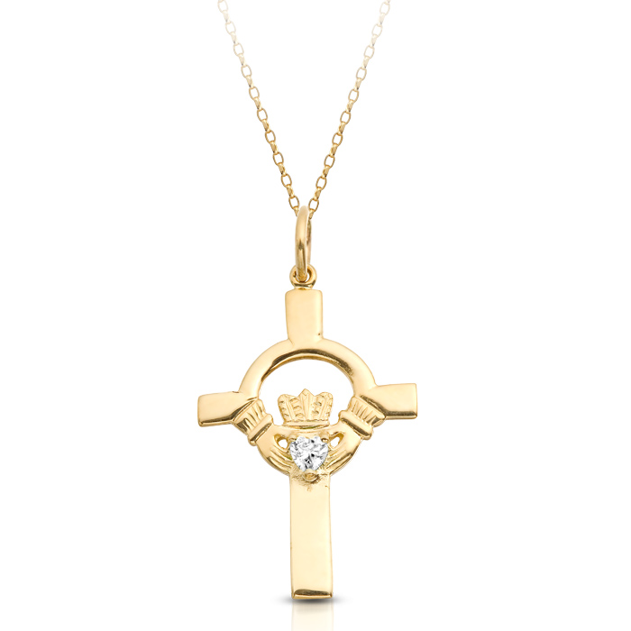 Claddagh Cross Pendant. Made in Ireland. Free Worldwide Delivery.